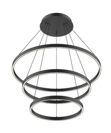 Kuzco Lighting CH87932-BK 32" LED Chandelier Ceiling Pendant Light with Frosted Silicone ...