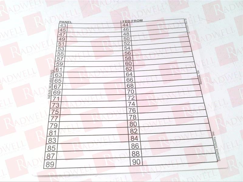 Siemens 12-1110-01 Panelboard Circuit Directory Card | BuyRite Electric