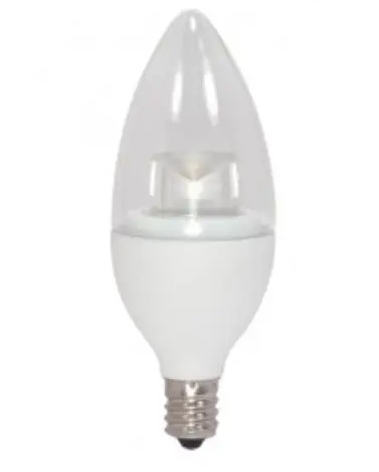 SATCO Lighting S8953 LED B11 Bulb, Blunt Tip, Dimmable, E12 Medium Base, Wattage 4.5W, Lumens ...