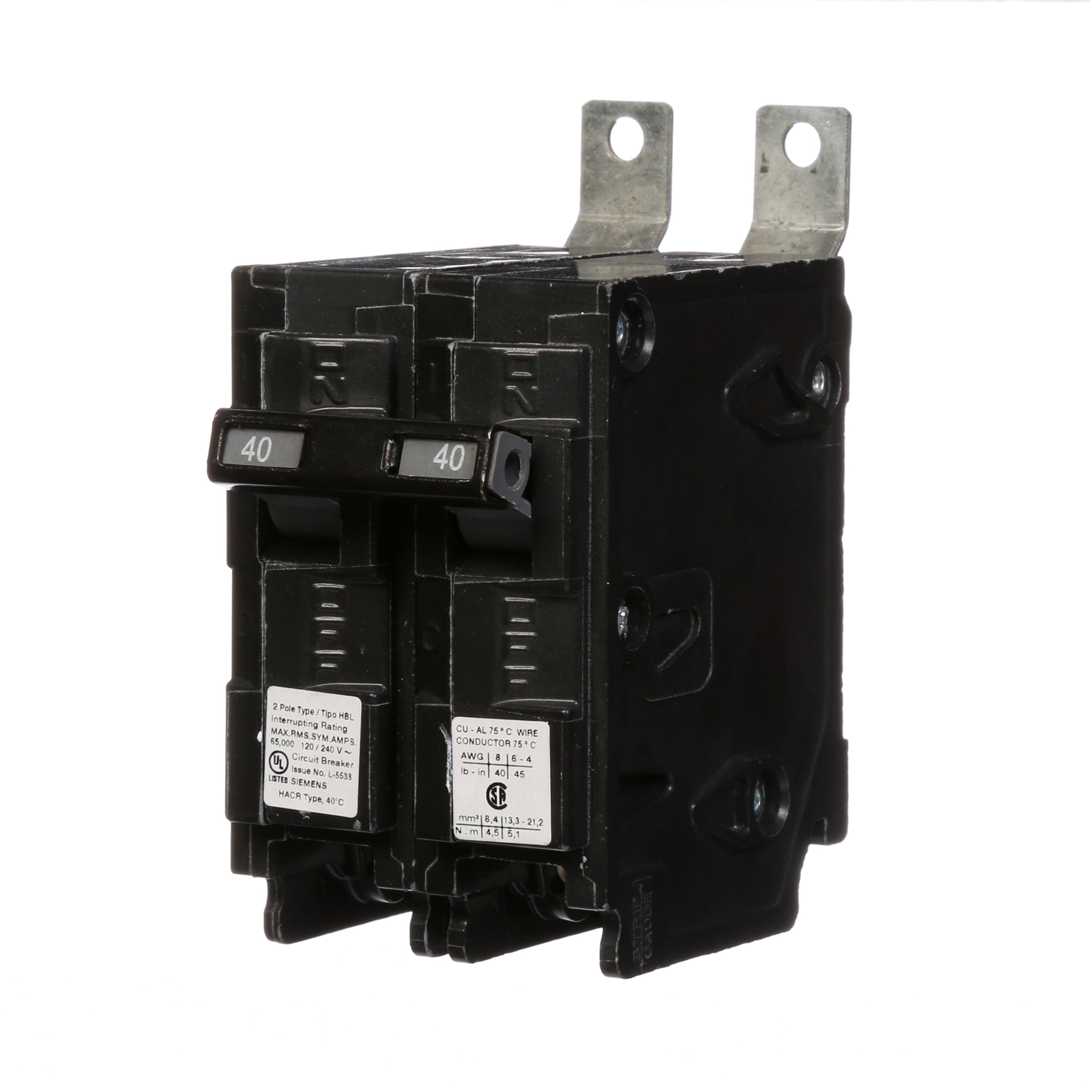 Siemens B240HH 40-Amp Double Pole 120/240-Volt 65KAIC Bolt in Breaker ...