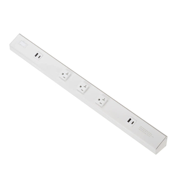 American Lighting ATOM-120V-24-WH Atom 24" Power Strip, 3 Receptacles ...