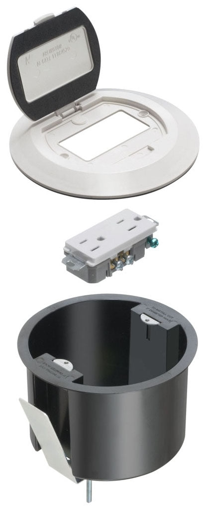 Arlington FLBR6500W One Piece Non-Metallic Floor Box with Receptacle ...