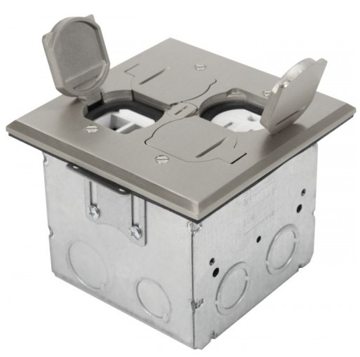 Orbit FLB-DL-SS Adjustable Floor Box Flip Type With 1 Duplex Receptacle ...