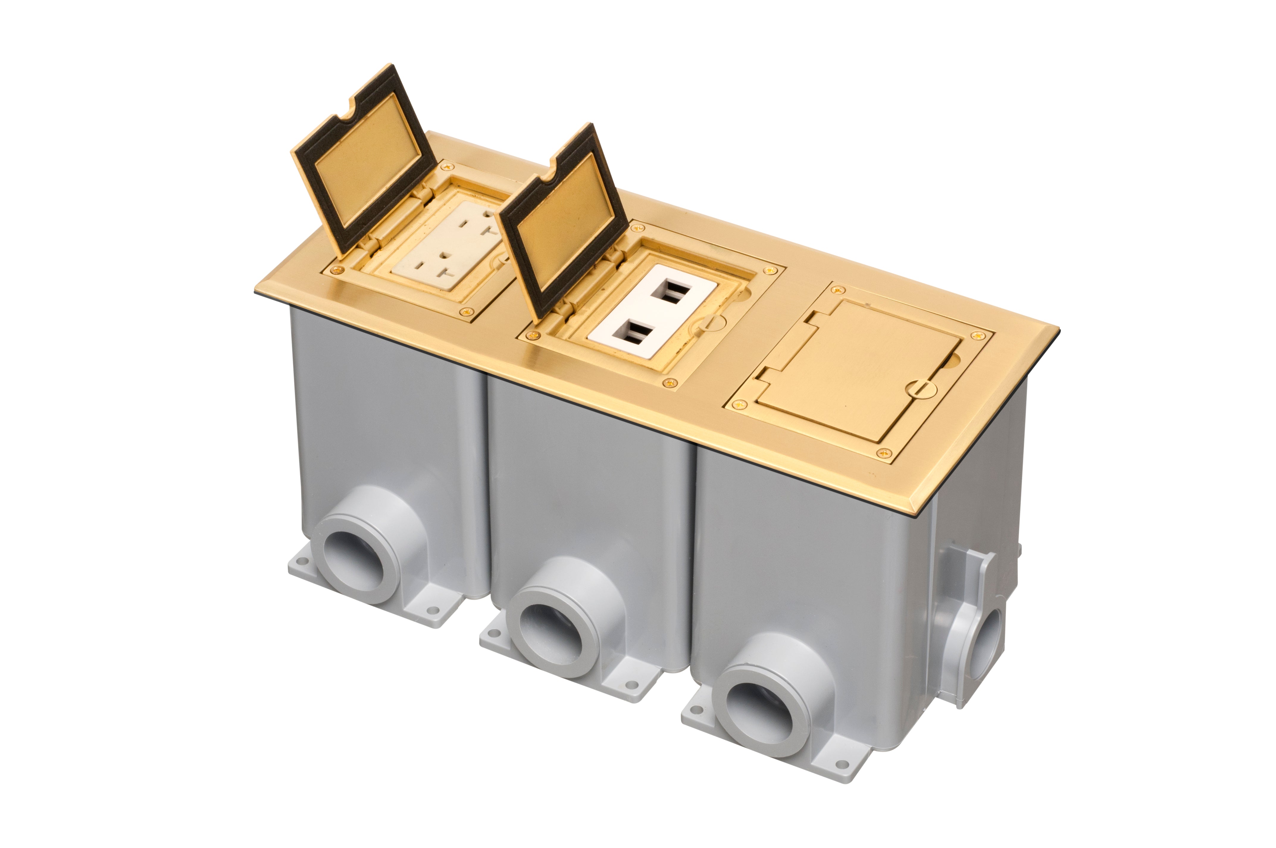 Arlington FLBC8530MB Brass Three Gang Cover Kit (Gangable Floor Box Not ...