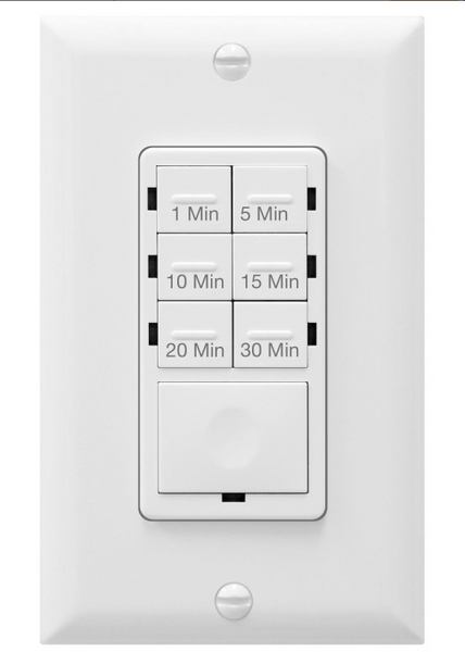 Enerlites HET06A-R-W In-Wall Preset Countdown Timer Switch (1 Minute-30 ...