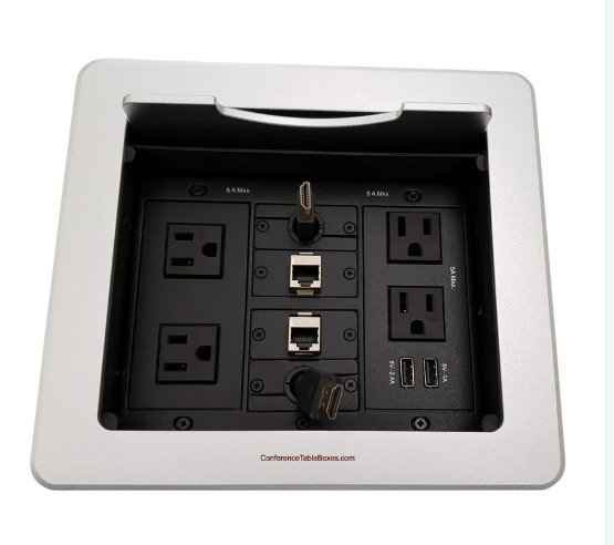 Lew Electric TBUS-1N-S6 Cable Well Table Box W/ 4 Power AC, 2 Charging ...