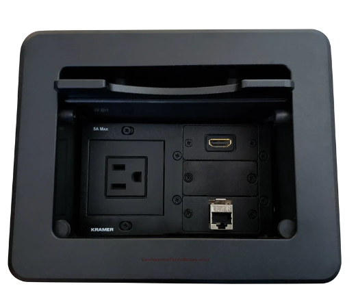 Lew Electric TBUS-5-B8 Cable Well Table Box W/ 1 Power, 1 HDMI & 1 Cat6 ...