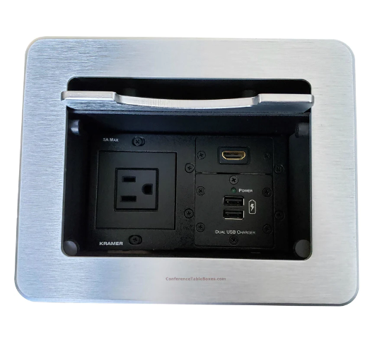 Lew Electric TBUS-5-S3 Cable Well Table Box W/ 1 Power, 1 HDMI & 2 Cha ...