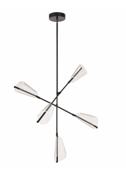 Kuzco Lighting CH62737-BK/LG Mulberry Bar Chandelier Ceiling Pendant Light with Clear Acrylic ...