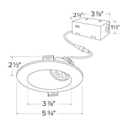 Elco Lighting ERT425CT5W 4" LED Sloped Round Regressed Gimbal with 5 ...