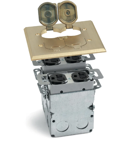 Lew Electric SWB-4-LR Recessed Floor Plate W/ Box, Two 15A Duplex & 4 ...
