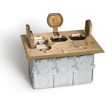 Lew Electric SWB-6-LR Recessed Floor Plate W/ Box, Three 15A Duplex & 6 ...